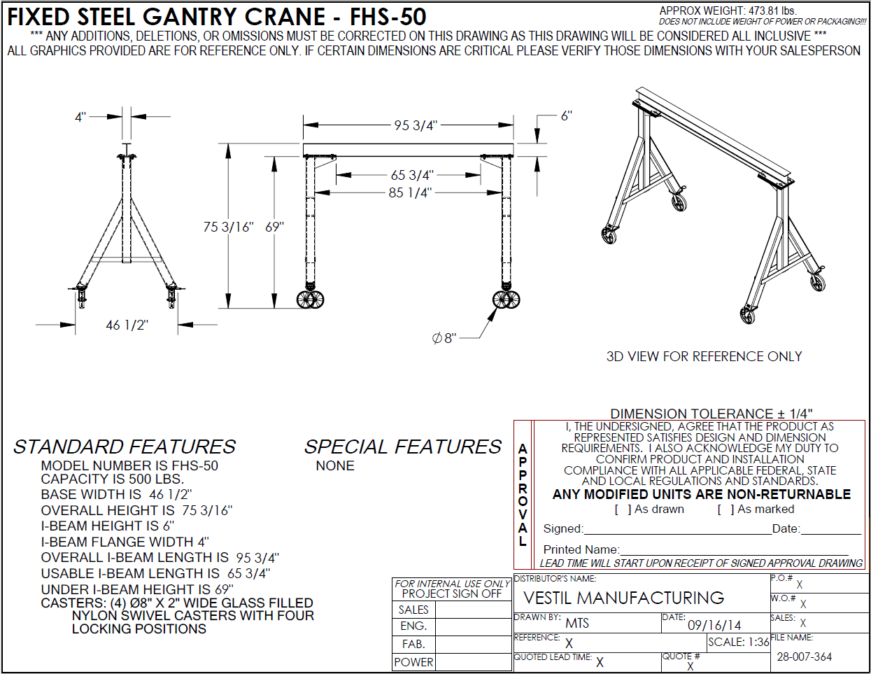 Vestil Fixed Gantry Crane | FHS – Bohl Crane Incorporated