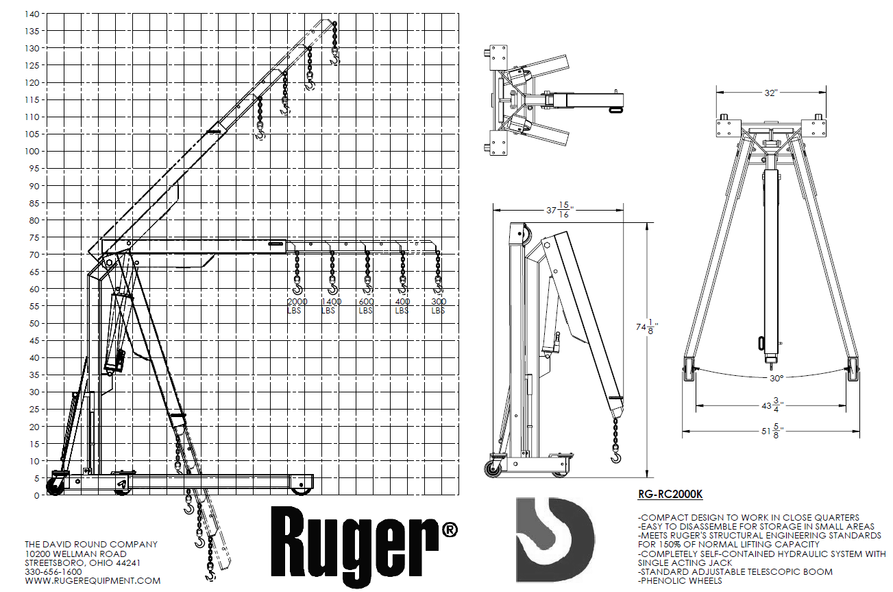 Ruger Foldable Engine Hoist/Cherry Picker – Bohl Crane Incorporated